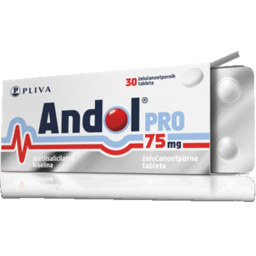 Andol PRO 75mg гастрорезистентни таблети,30 таблети :: ПЗУ Аптека Виа Фарм