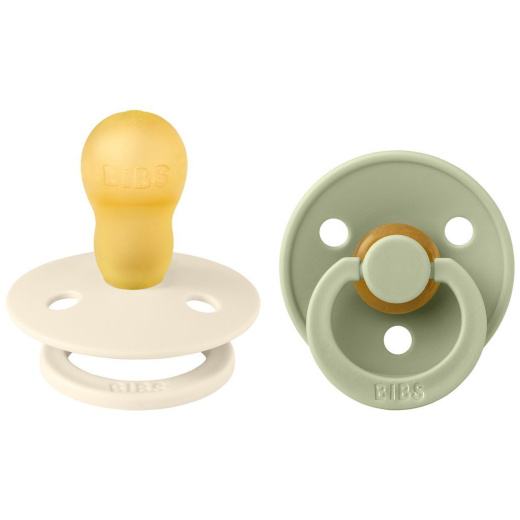 BIBS Ivory/Sage ROUND Латекс цуцла лажливка 3 (6-18 месеци), 2 цуцли ...